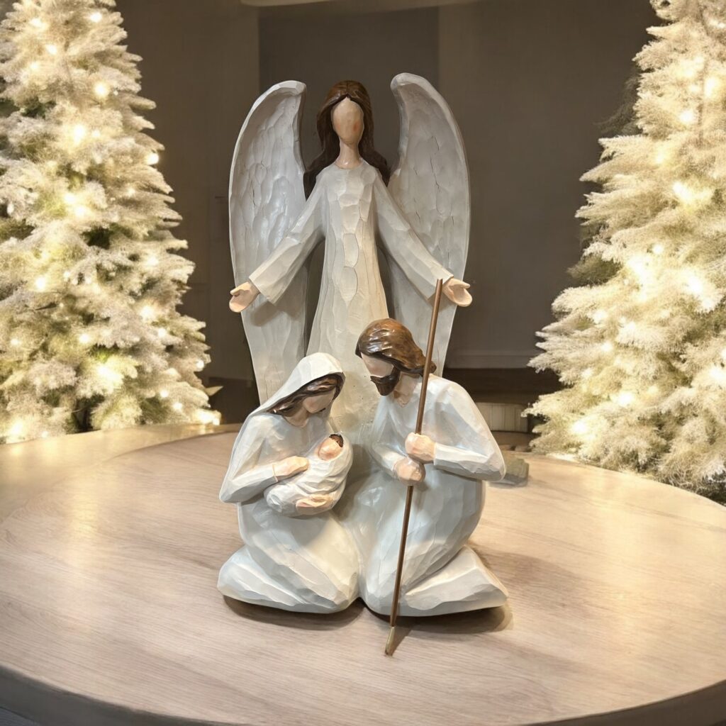 Resin Holy Family with Angel | Platt Hill Nursery